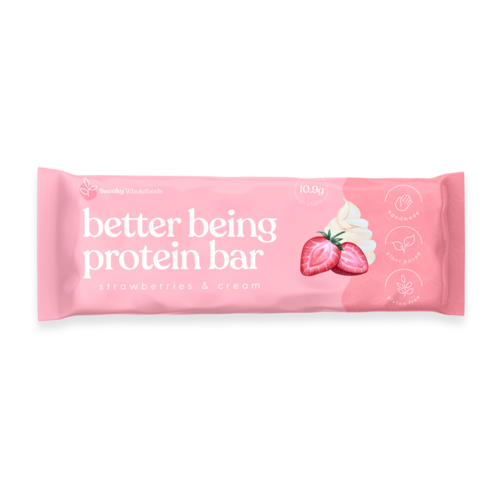 Strawberries & Cream Better Being Protein Bar 60g – Sneaky Wholefoods
